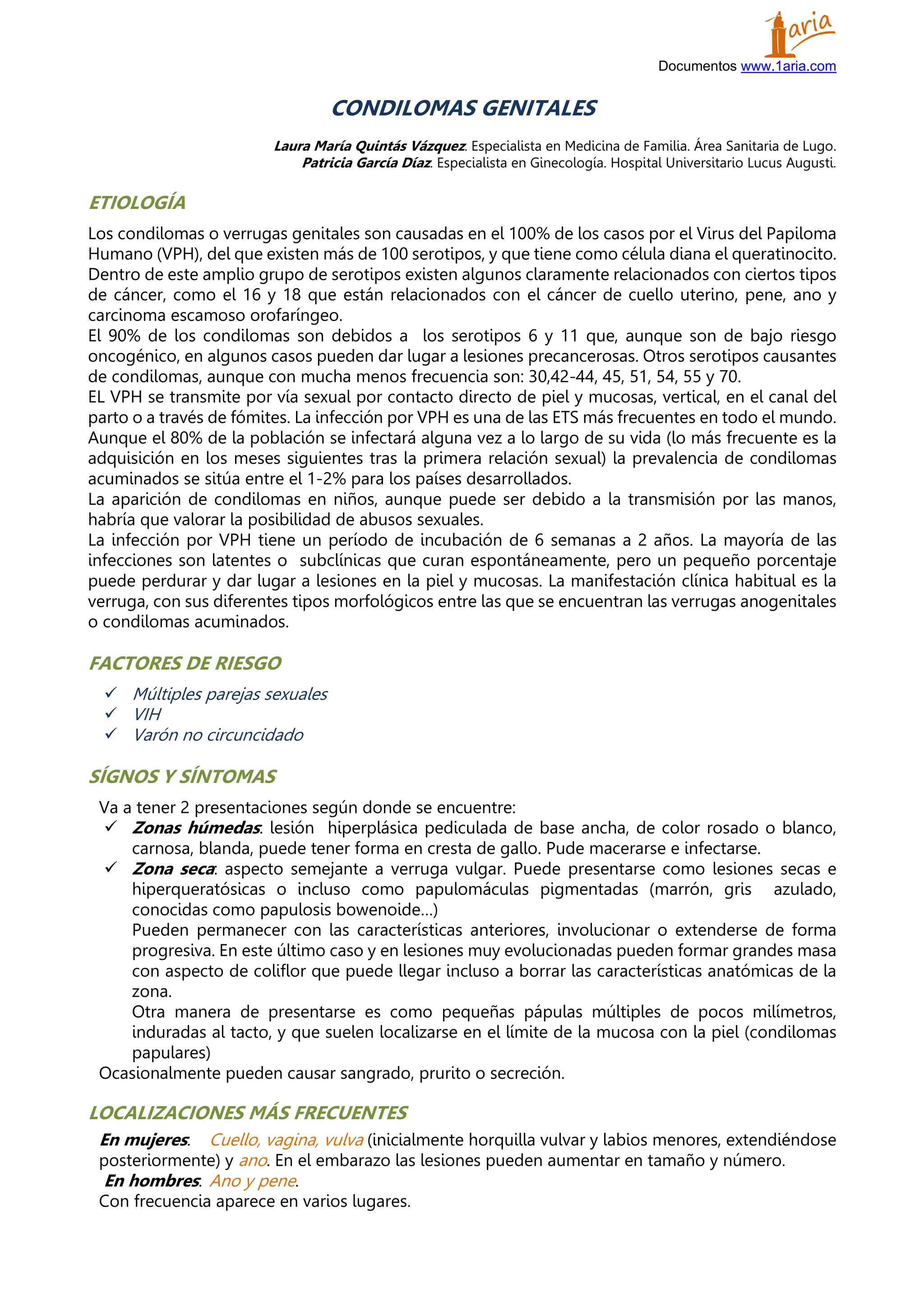 condilomas genitales para la salud y cuidado | PDF