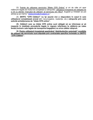 CFR Calatori - Conditii De Utilizare | PDF