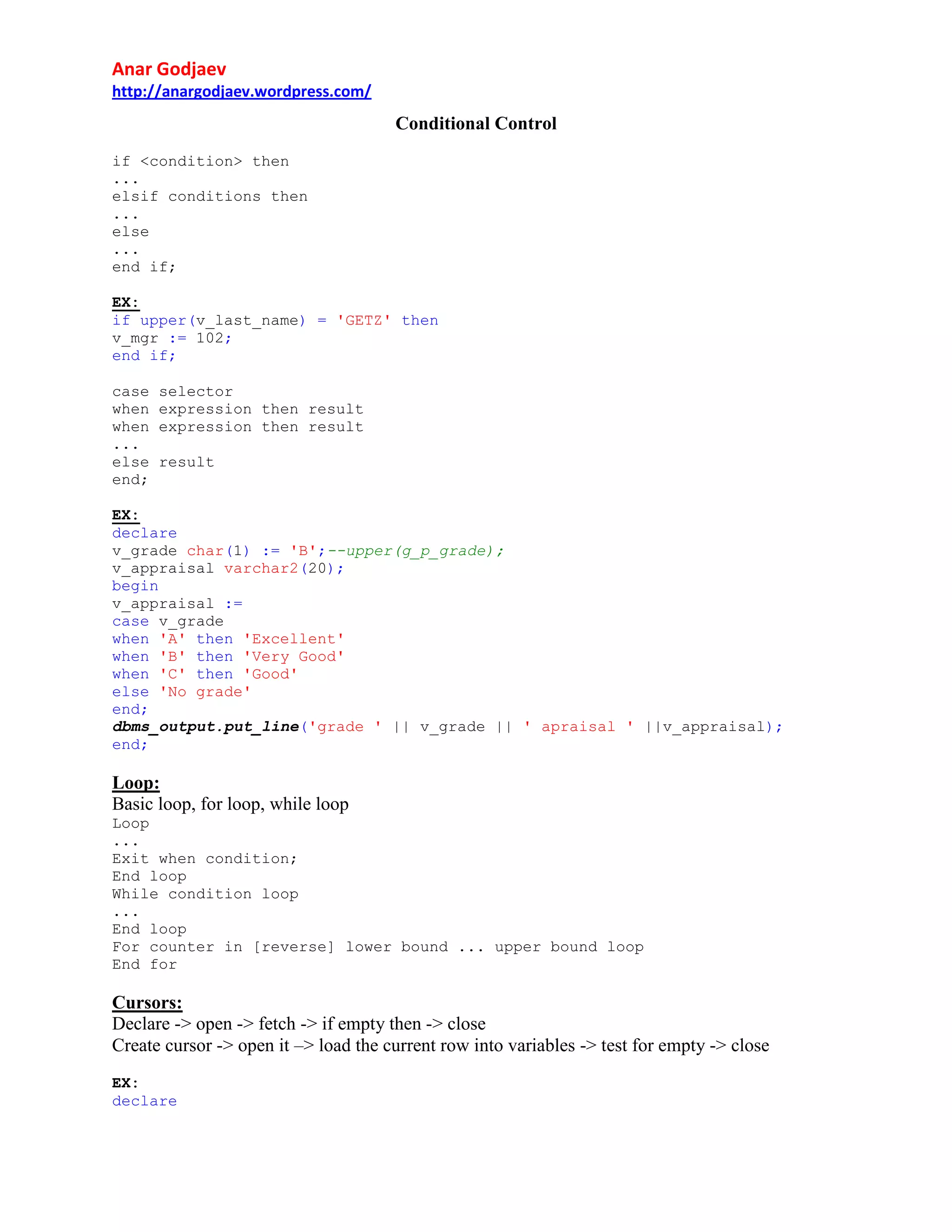 Conditional Control | PDF