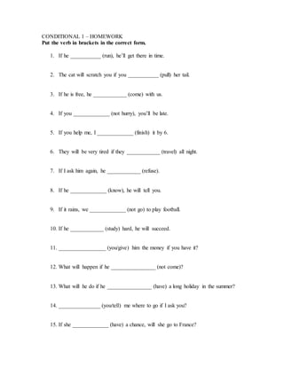 Conditional 1, homework | PDF