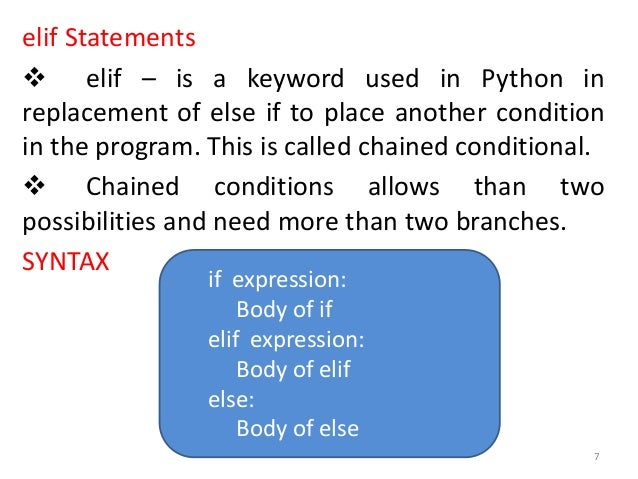Conditional and control statement