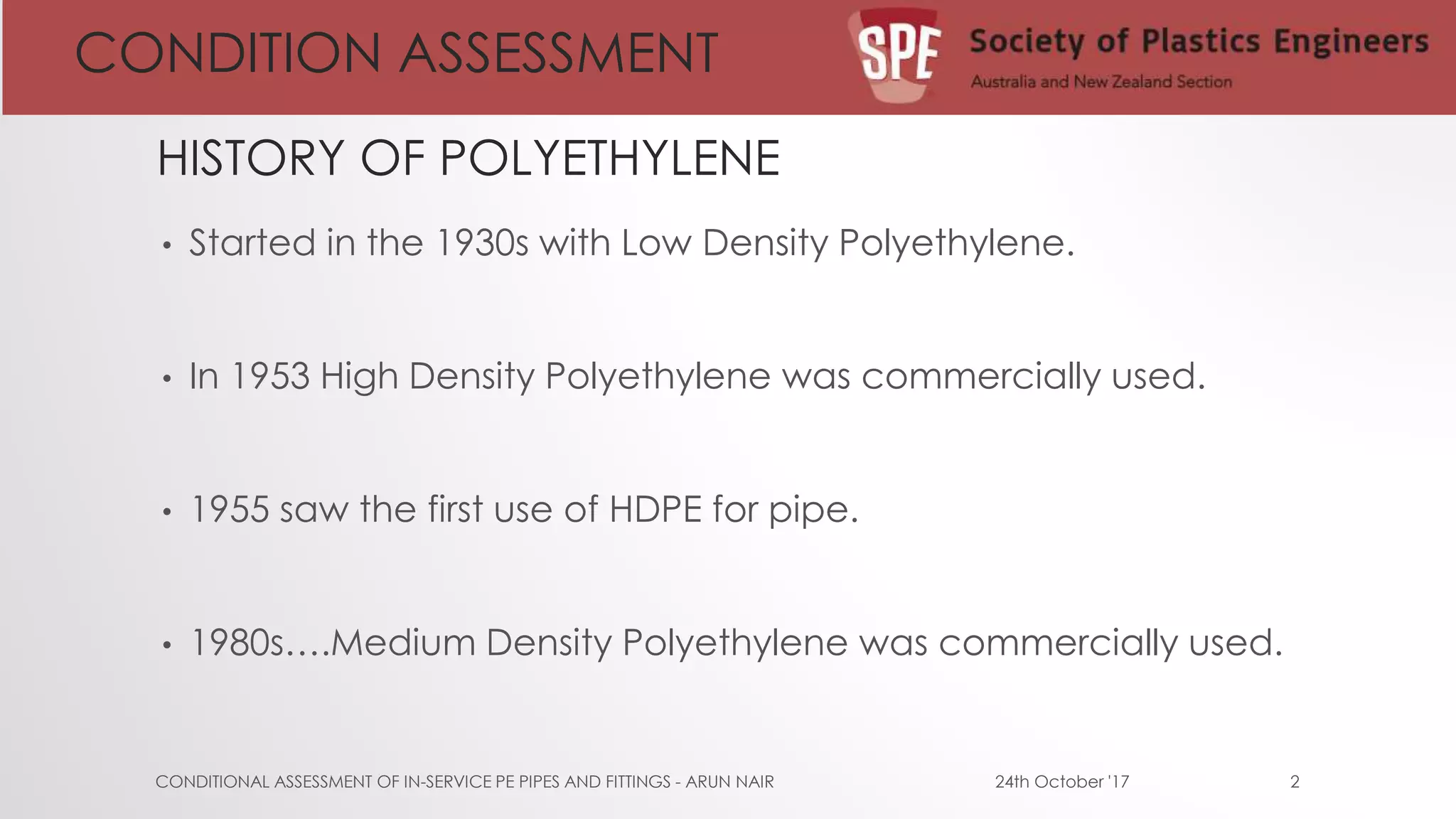 conditional assessment of in service HDPE pipelines | PPT