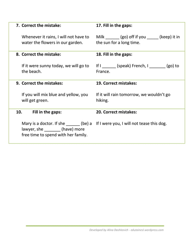 EFL Game - Conditional sentences, type 0, 1 and 3 - Grammar game | PDF ...