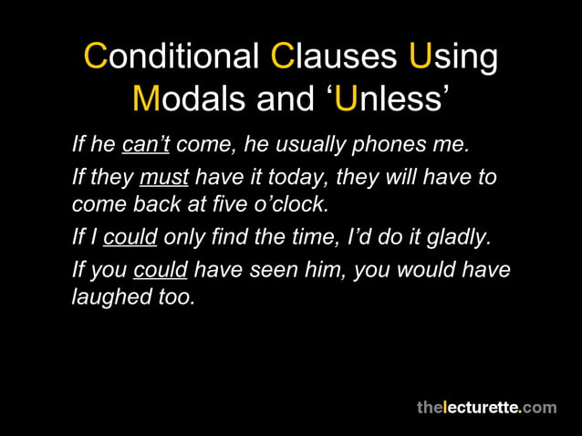 Conditional clauses using modals and unless | PPT