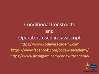 Conditional Constructs in Javascript | PPT