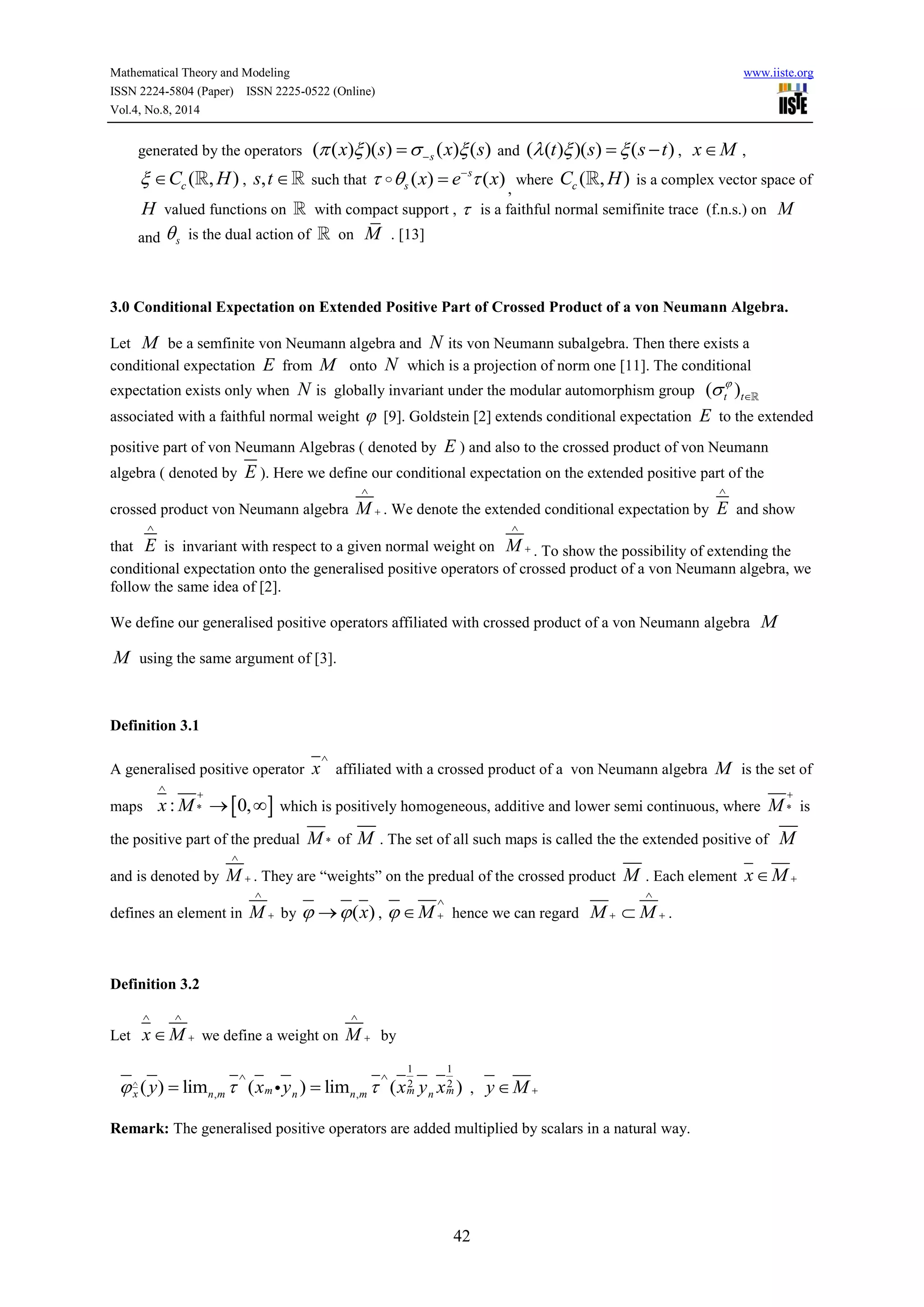 Conditional expectation on extended positive part of crossed | PDF