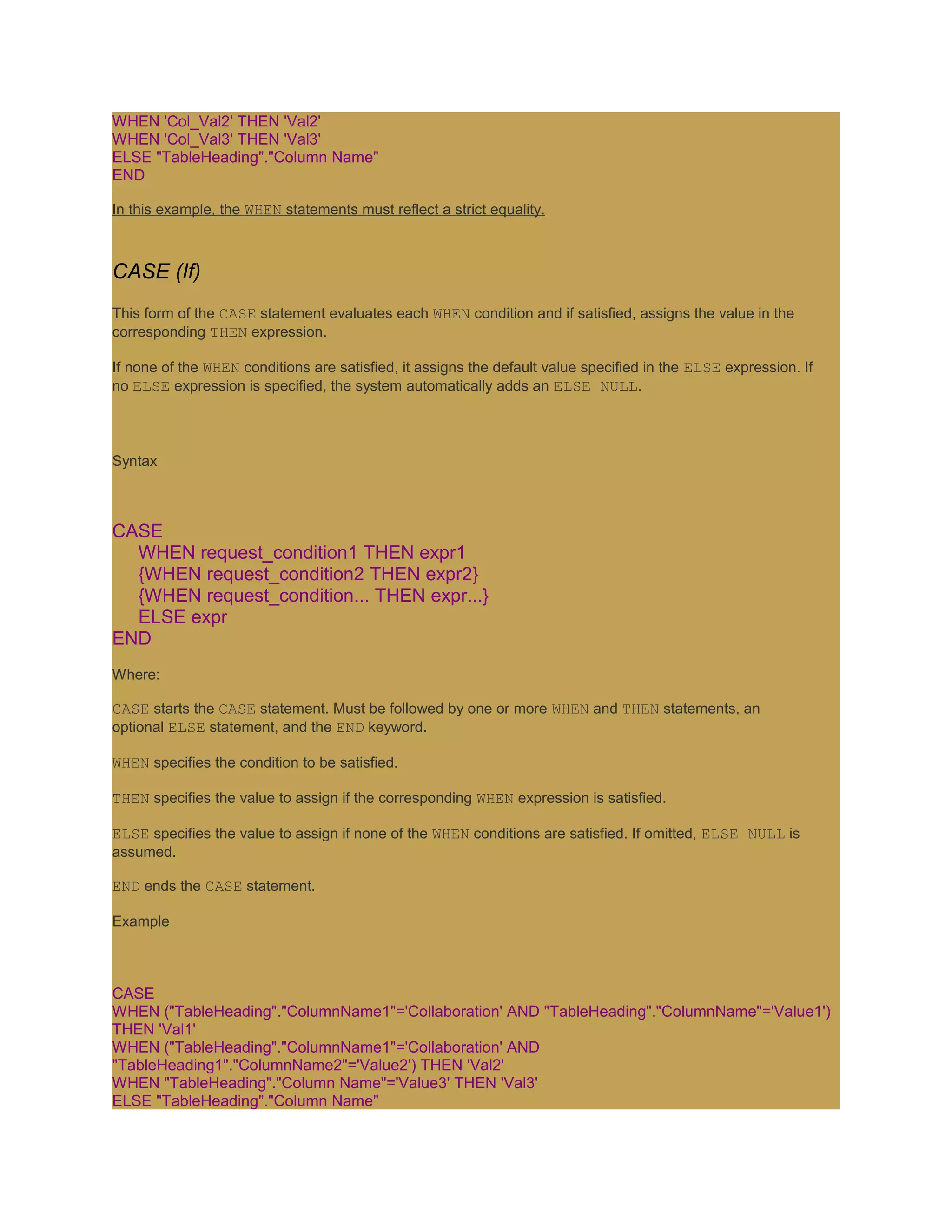 Conditional expressions | DOC | Programming Languages | Computing
