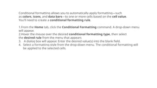 ConditionalFormattingusingMicrosoftExcel | PPTX
