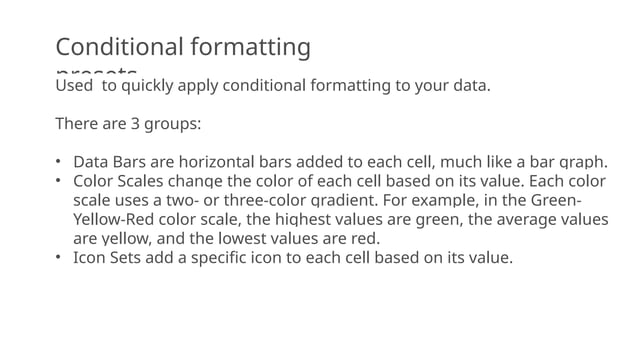 ConditionalFormattingusingMicrosoftExcel | PPTX | Computing | Technology & Computing