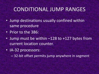 Conditional jump | PPTX | Programming Languages | Computing