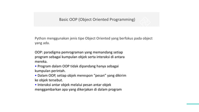 Conditional, looping, function and basic oop | PPT
