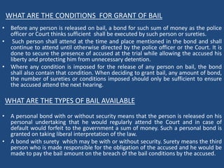 Conditional release of accused on bond | PPTX