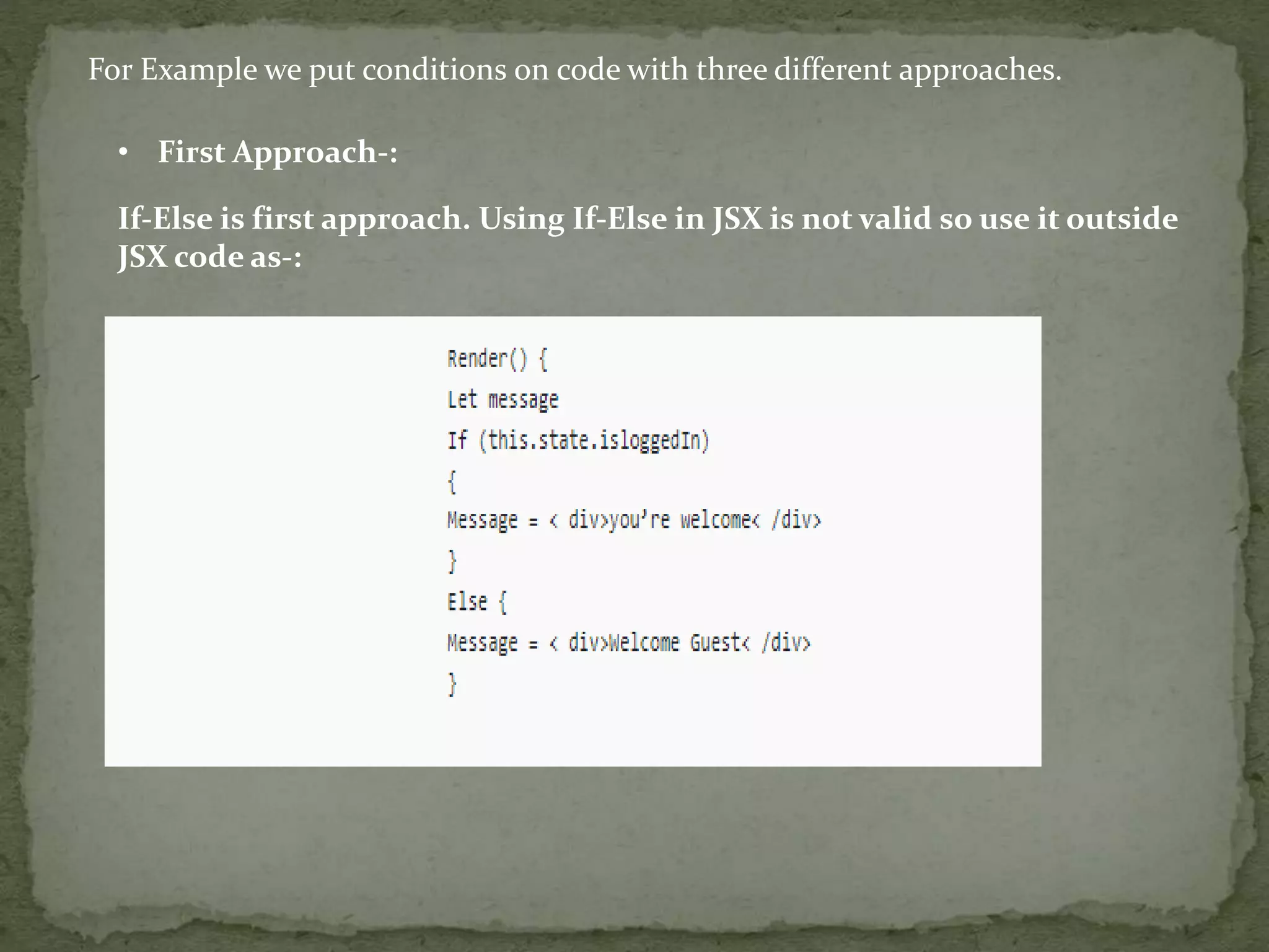 Conditional rendering | PPTX | Programming Languages | Computing