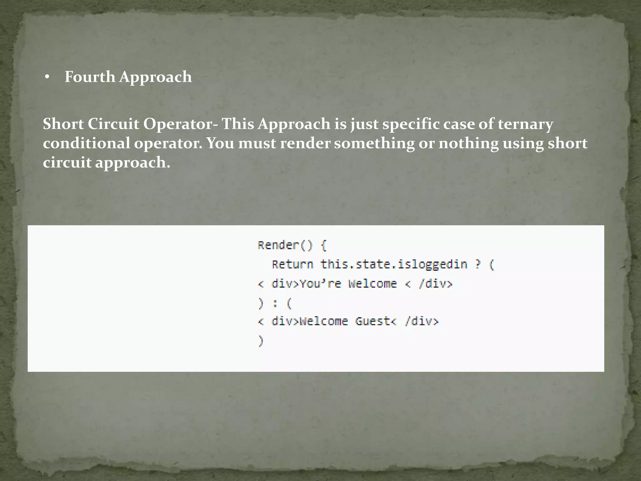 Conditional rendering | PPTX | Programming Languages | Computing