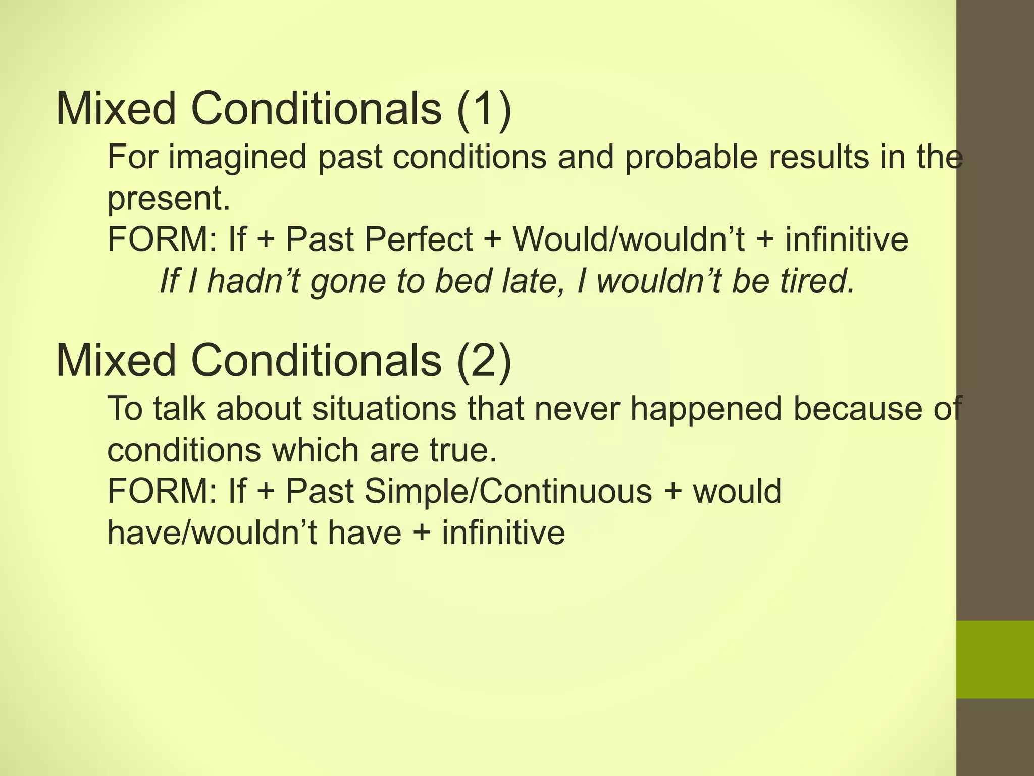 Conditionals | PPTX | Food & Drink