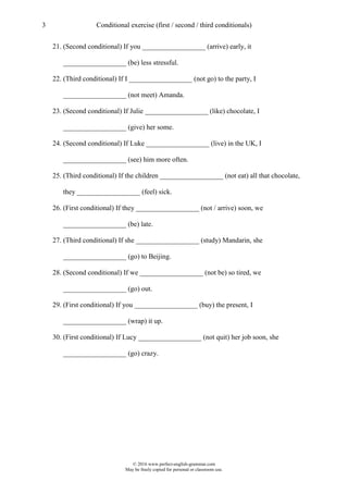 1st , 2nd, 3rdConditionals with answer key. | PDF