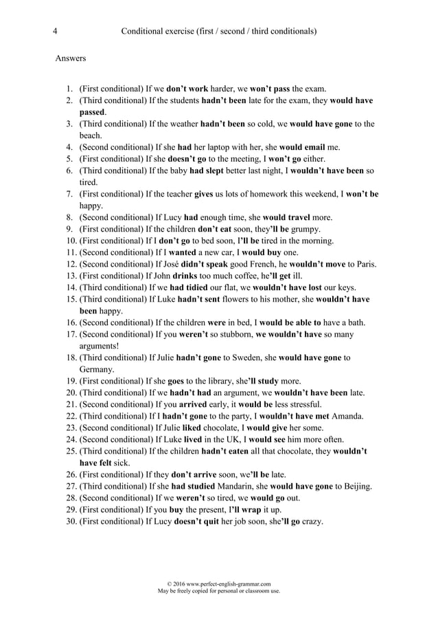 1st , 2nd, 3rdConditionals with answer key. | PDF | Parenting Babies ...