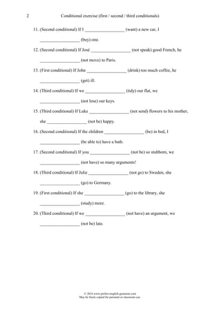 1st , 2nd, 3rdConditionals with answer key. | PDF