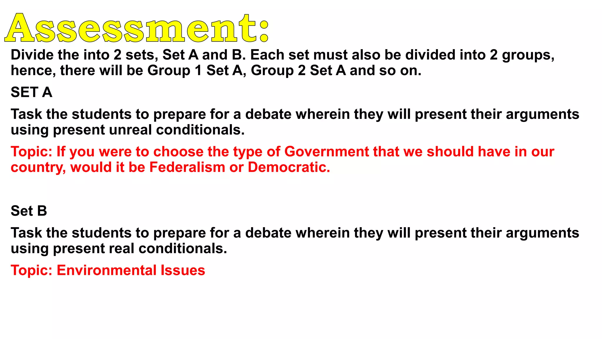 Present unreal and Real Conditionals | PPTX