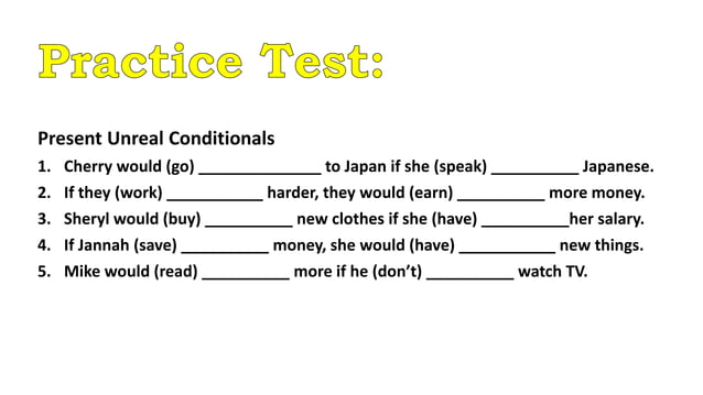 Present unreal and Real Conditionals | PPTX