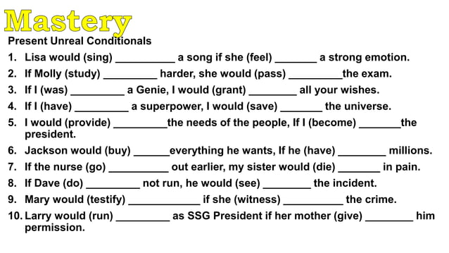 Present unreal and Real Conditionals | PPTX