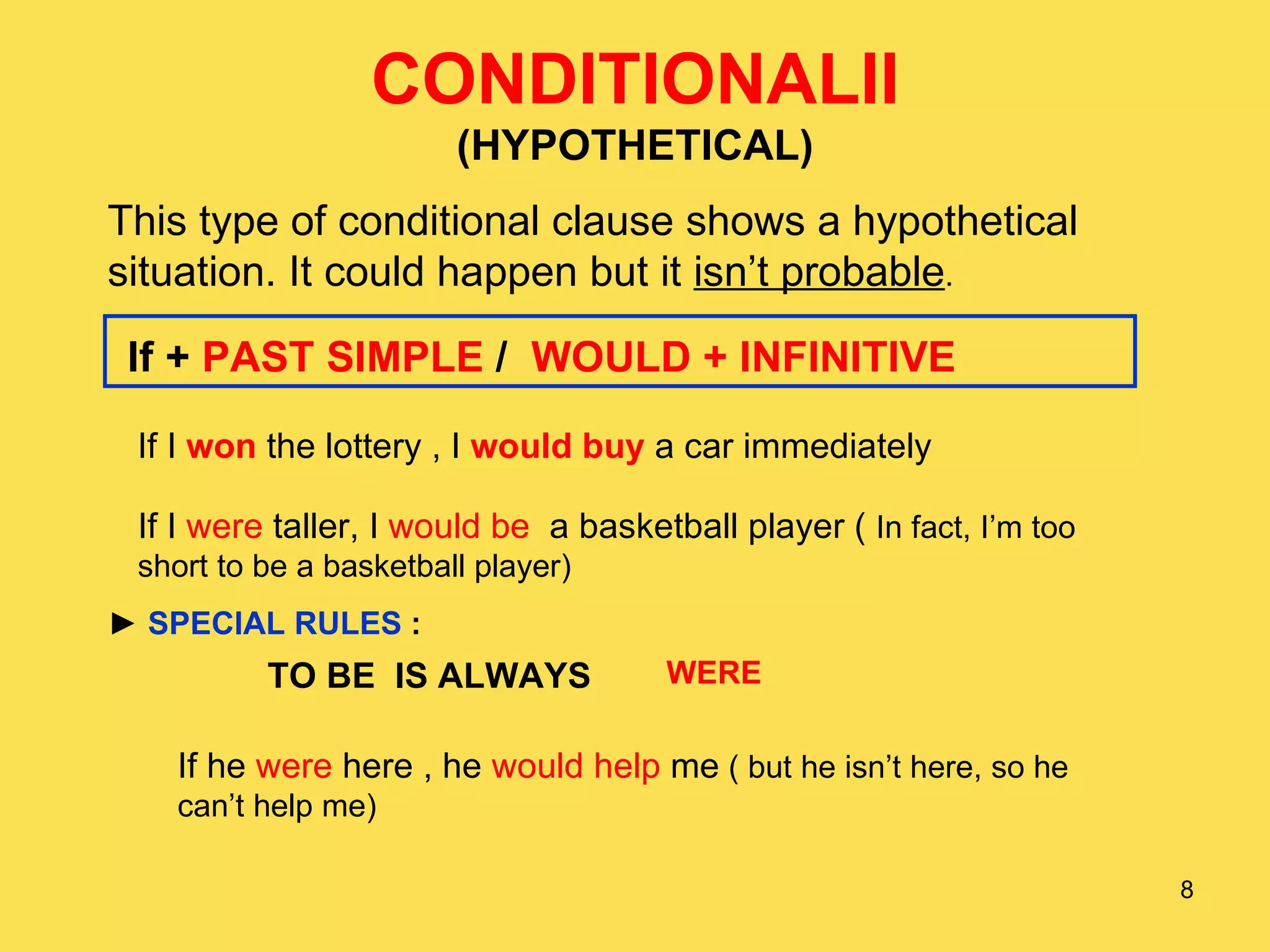 CONDITIONAL CLAUSES I,II TYPES | PPT
