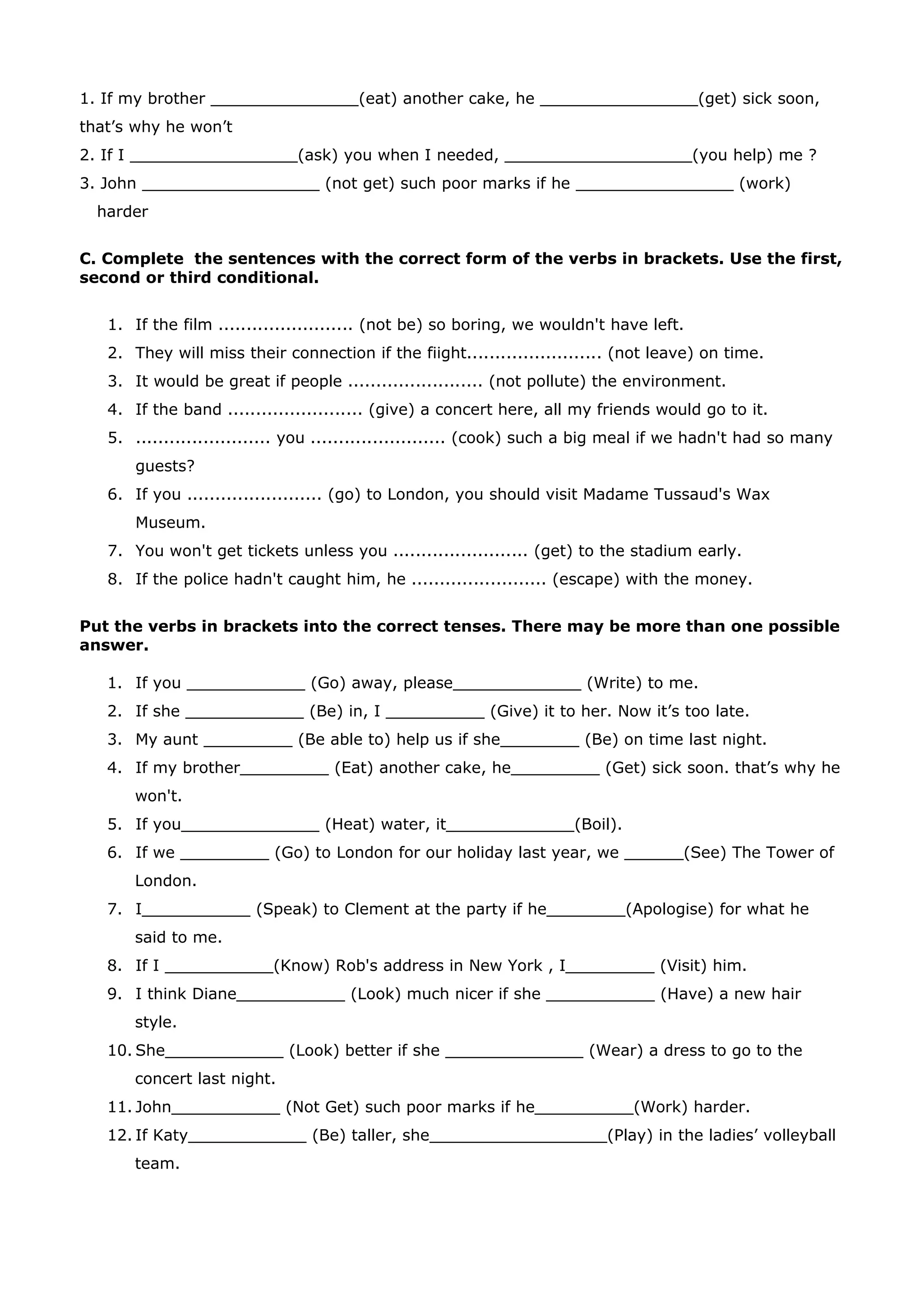 Conditionals theory-and-exercises-with-key1 | DOC
