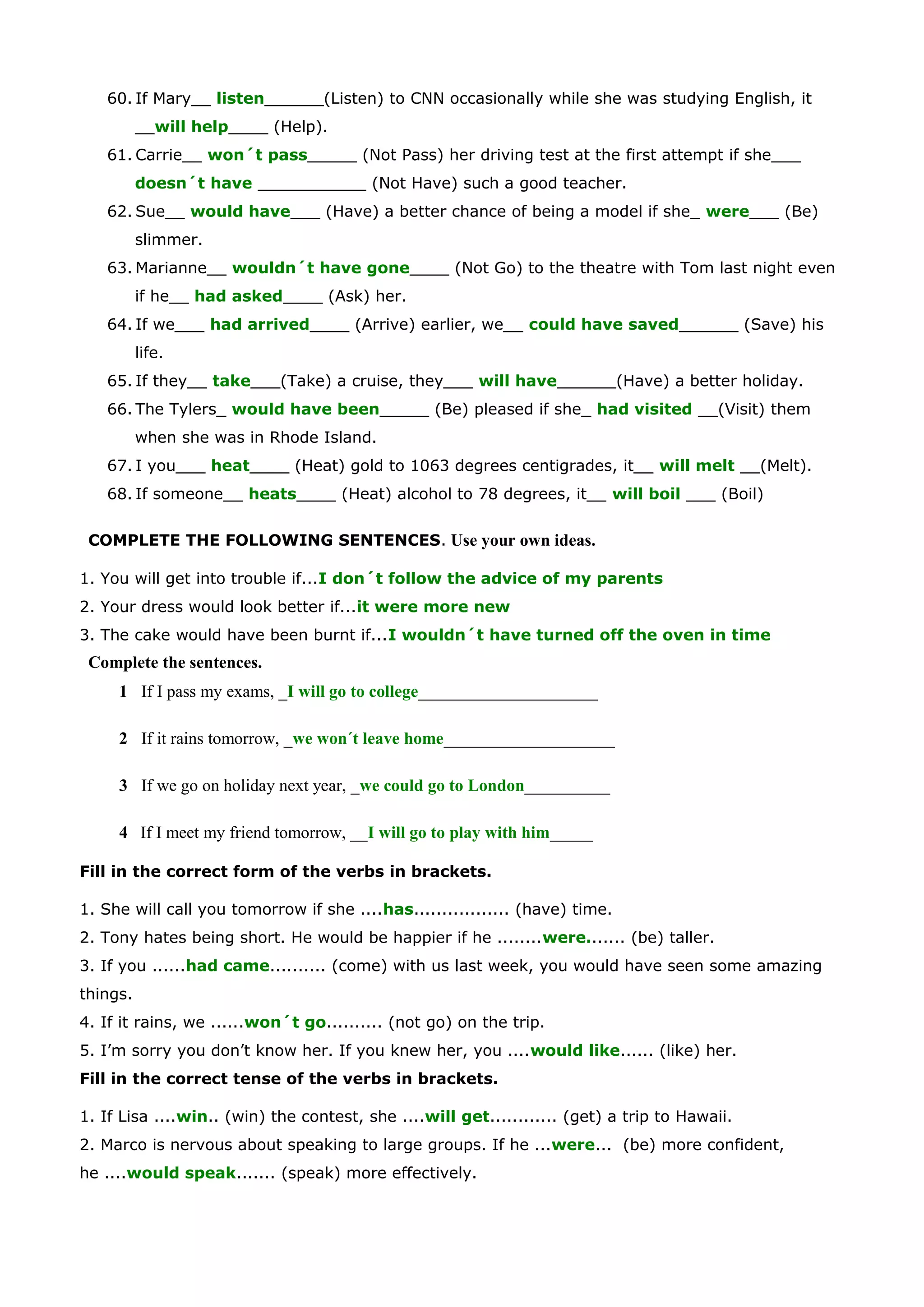 Conditionals theory-and-exercises-with-key1 | DOC