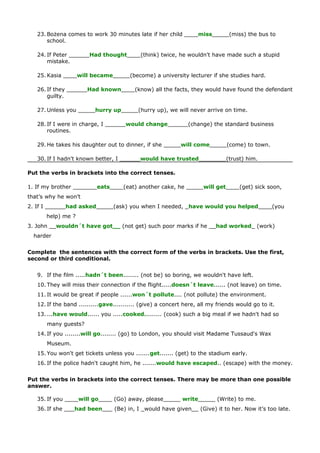 Conditionals theory-and-exercises-with-key1 | DOC