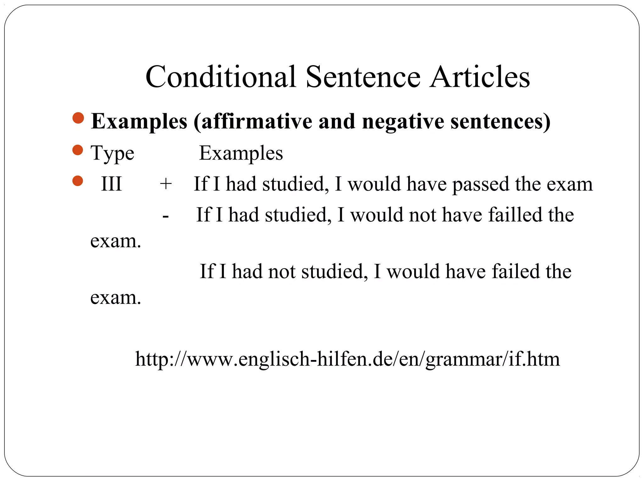 Conditional sentences article | PPT