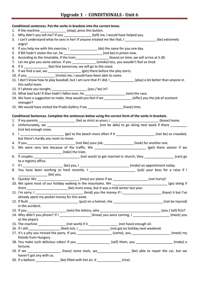 Conditional sentences (exercises) | PDF