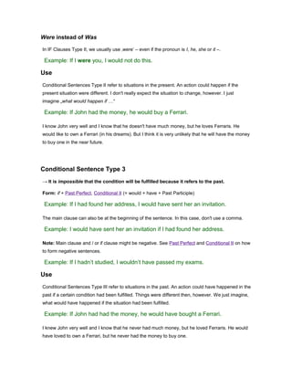 Conditional sentences, notes and exercises | DOC