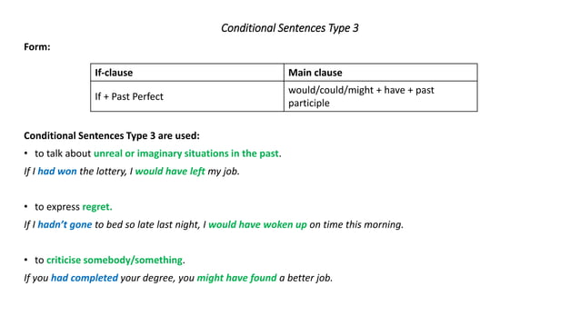 Conditional sentences type 3 | PPTX