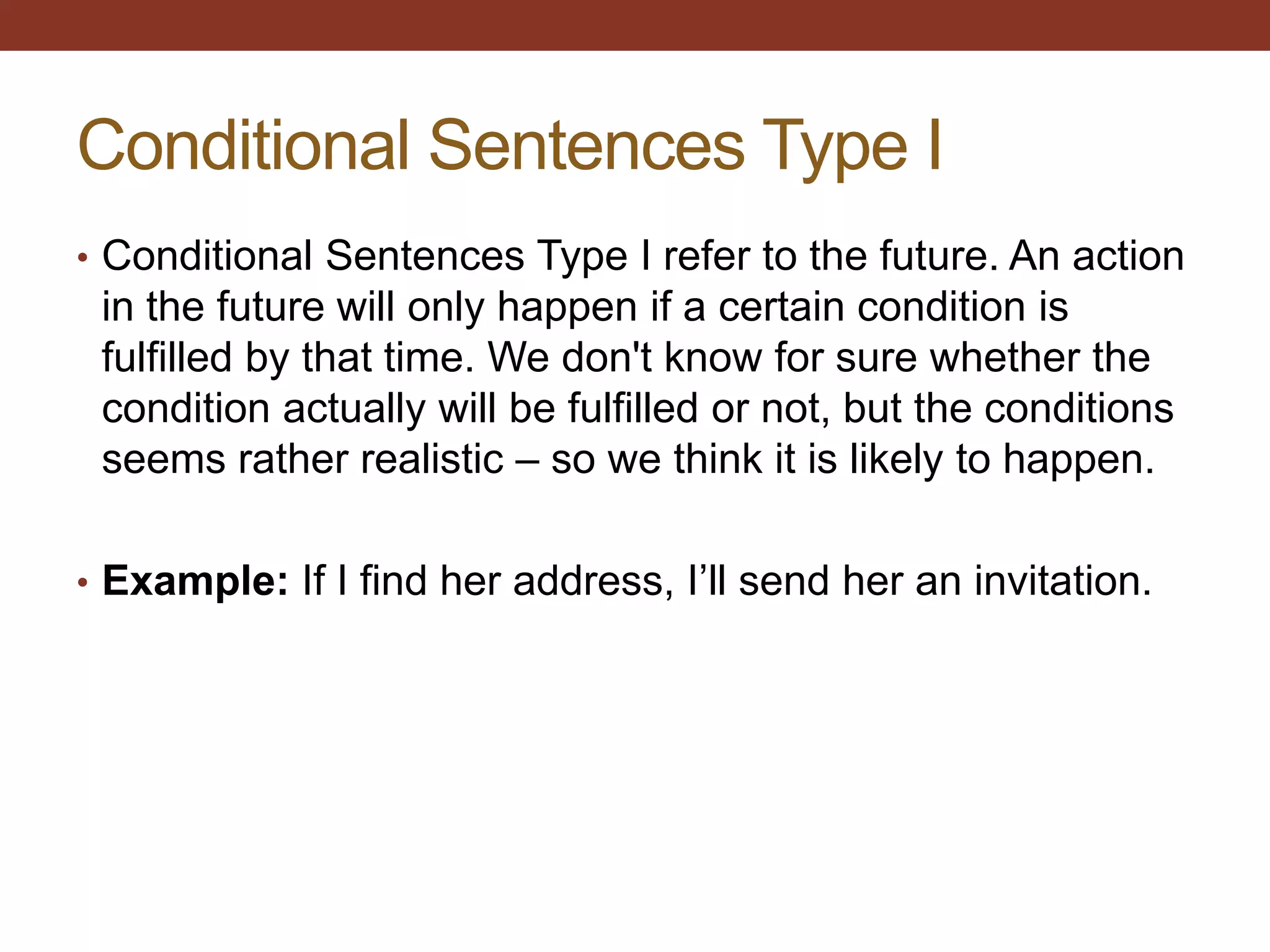 Conditional sentences type I and II | PPT