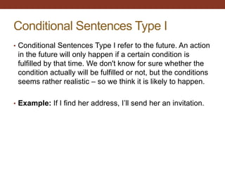 Conditional sentences type I and II | PPTX