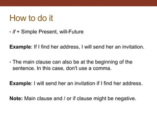 Conditional sentences type I and II | PPTX