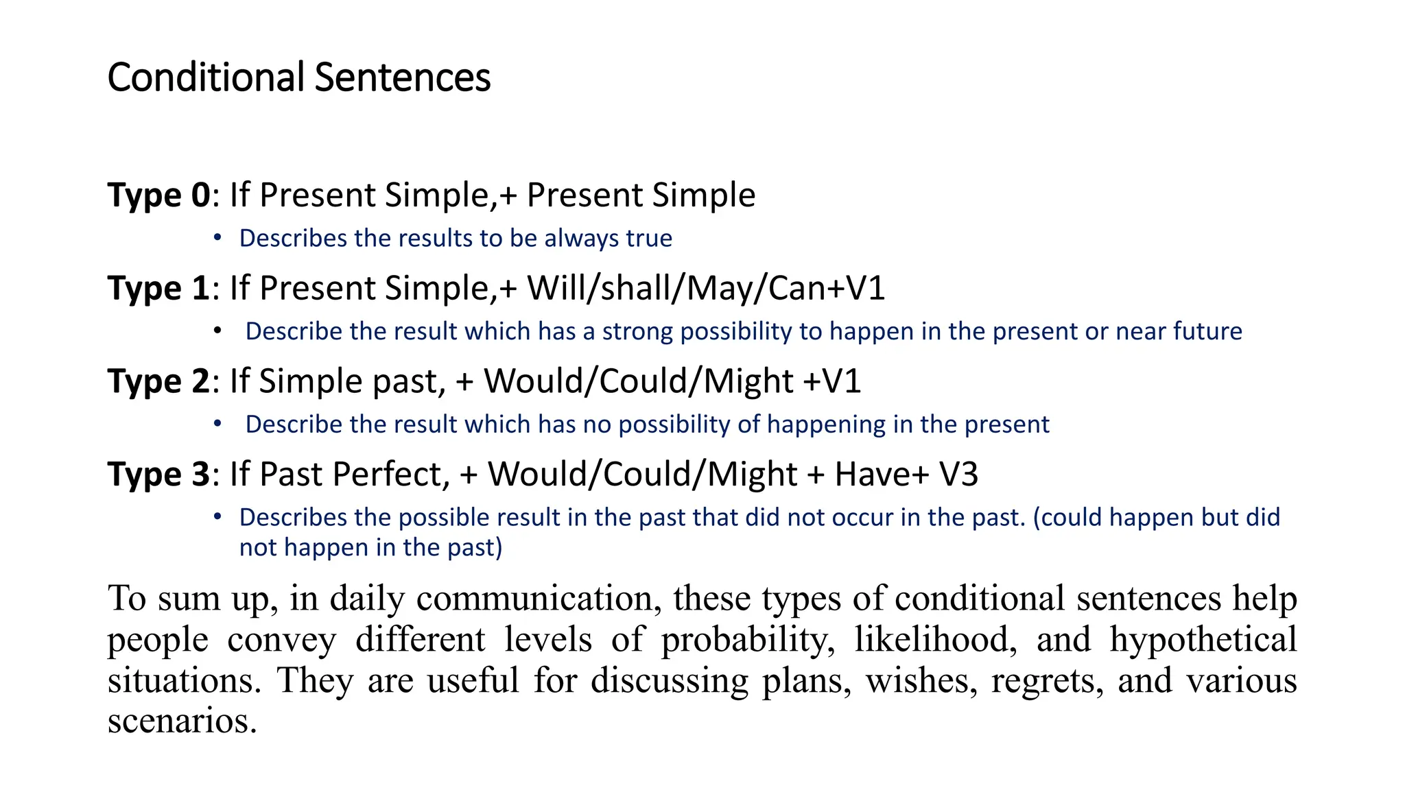 Conditional Sentences in English | PPTX | Programming Languages | Computing