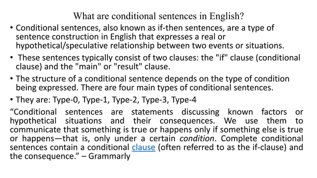 Conditional Sentences in English | PPTX | Programming Languages | Computing