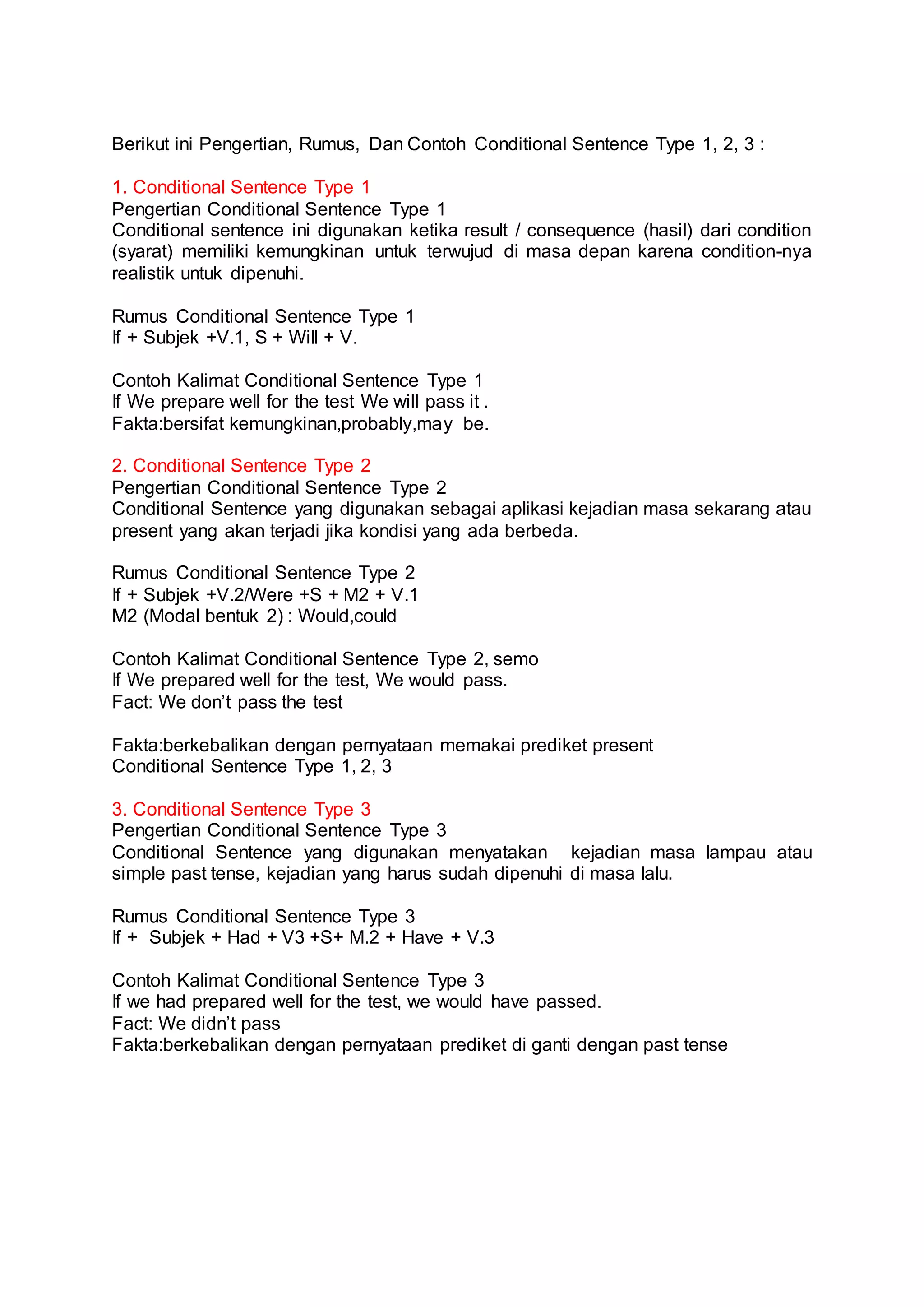 Conditional Sentence type 1 2 3 | DOCX