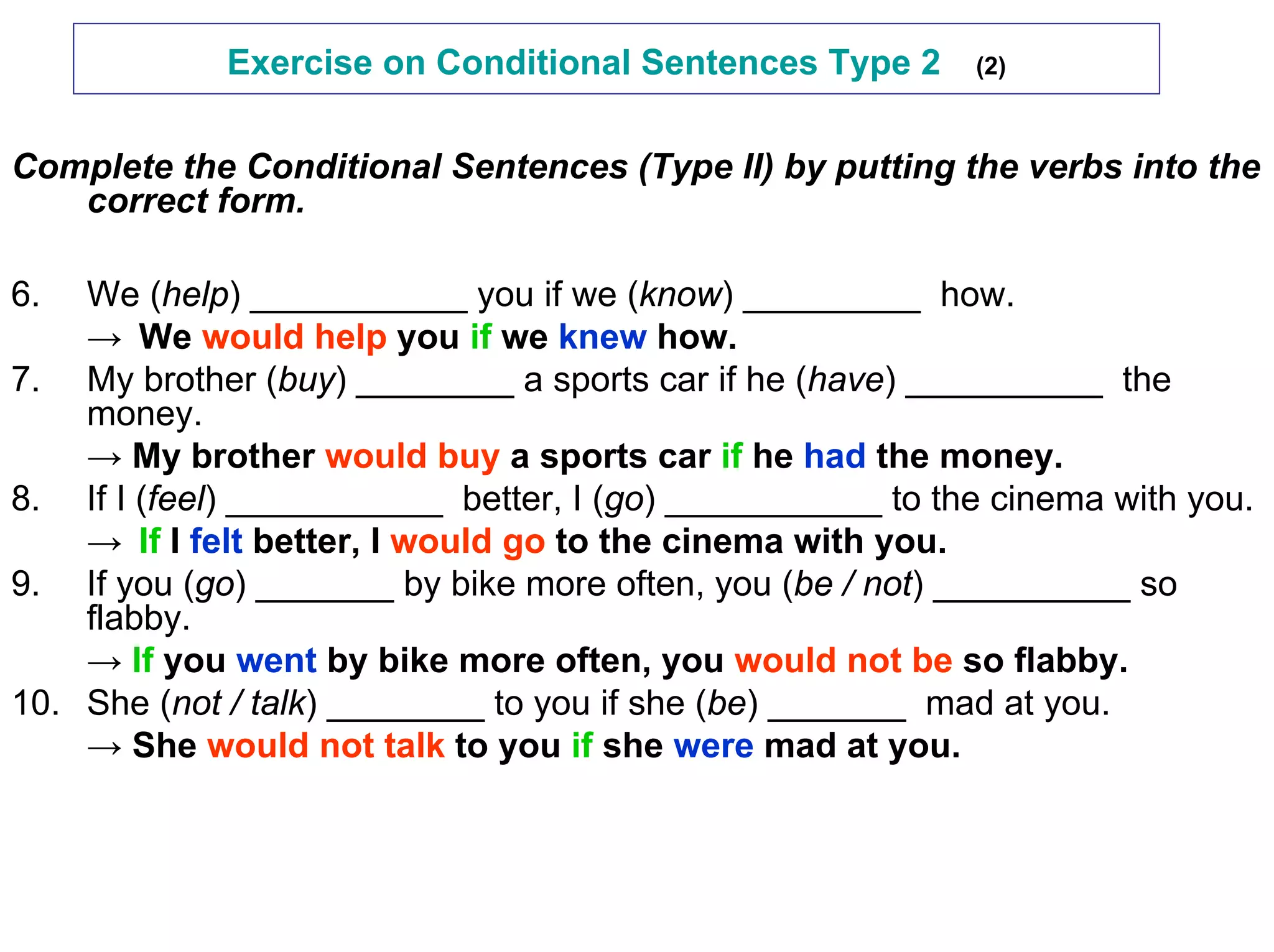 Conditionals Exercises | PDF