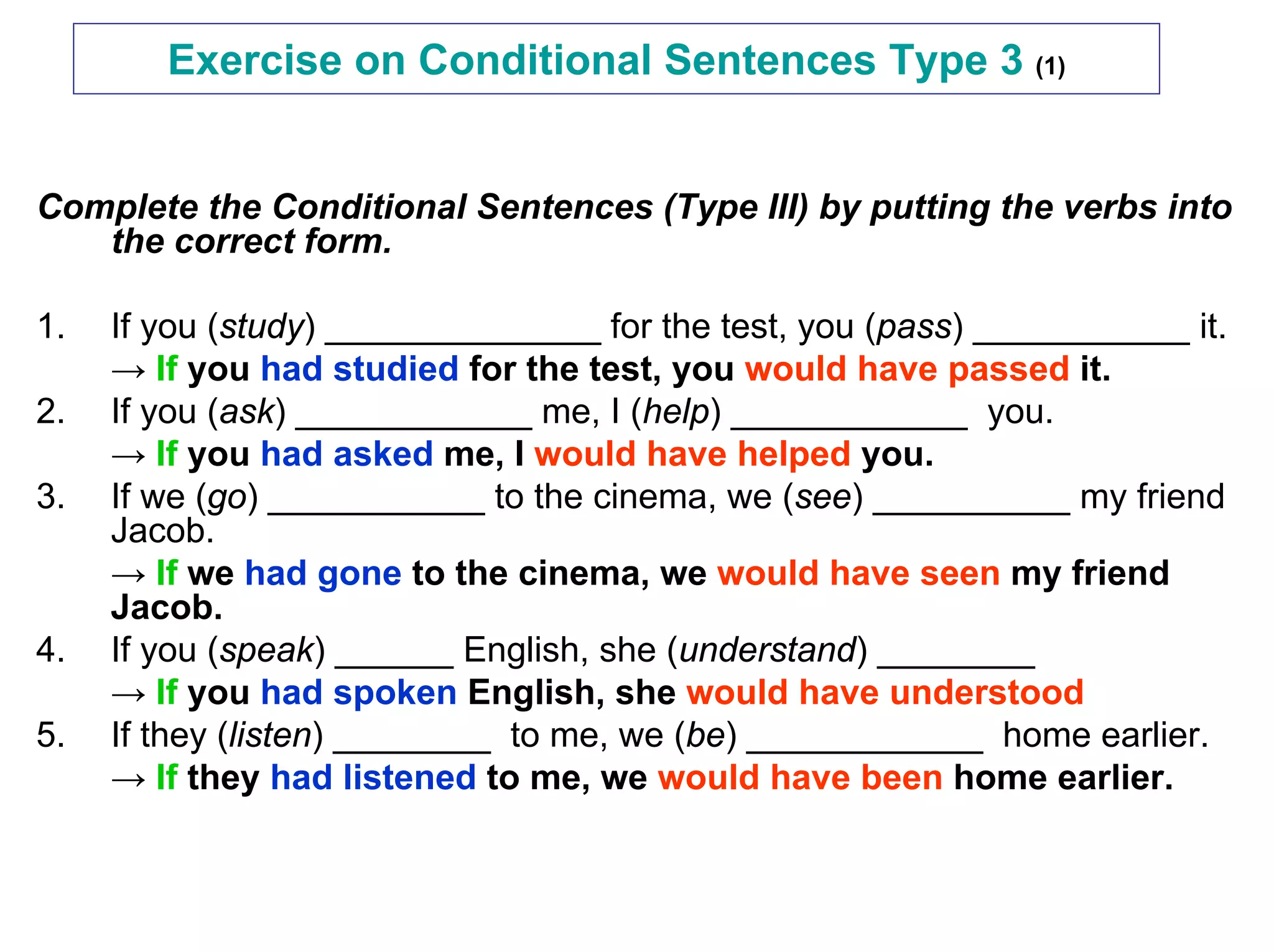 Conditionals Exercises | PDF