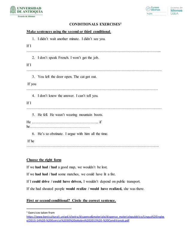 Conditionals exercises | DOCX