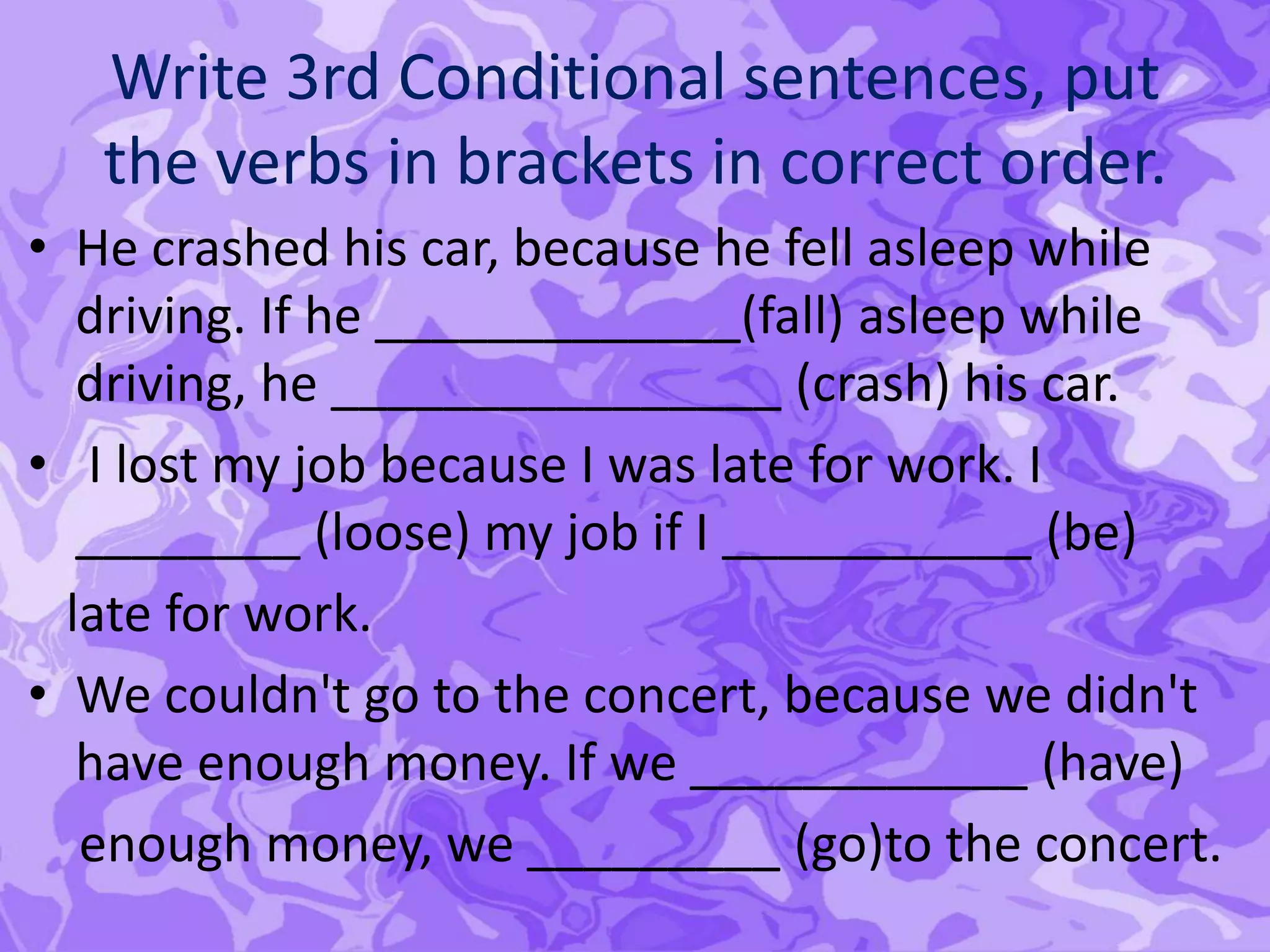 Conditionals Types 0, 1, 2 and 3 ppt | PPTX