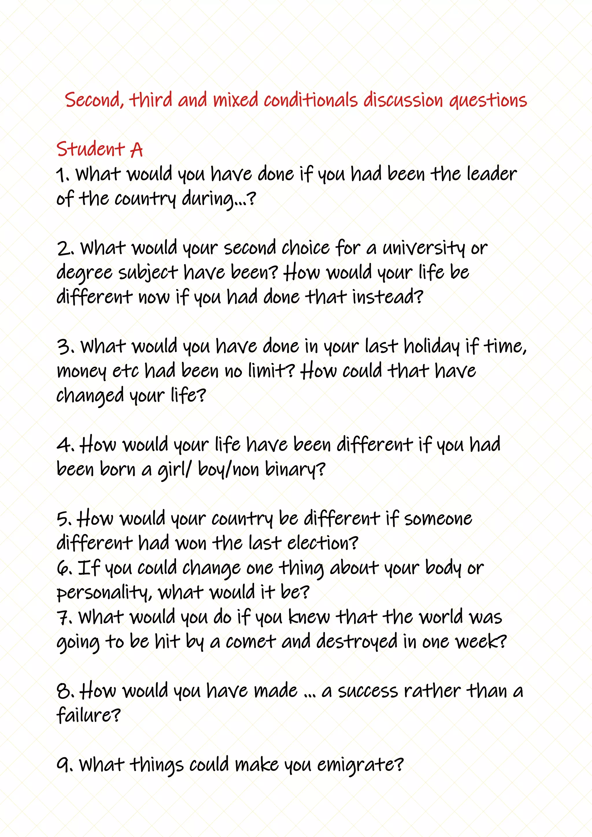 Speaking CONDITIONALS | PDF