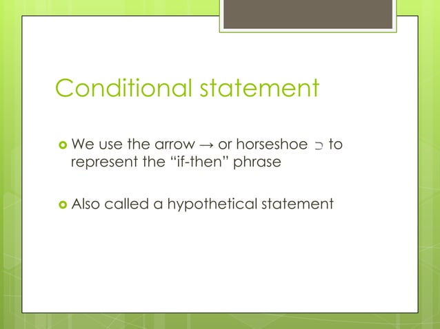 Conditional statement and material implication | PPT