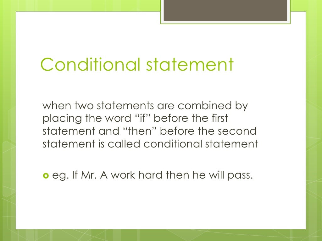 Conditional statement and material implication
