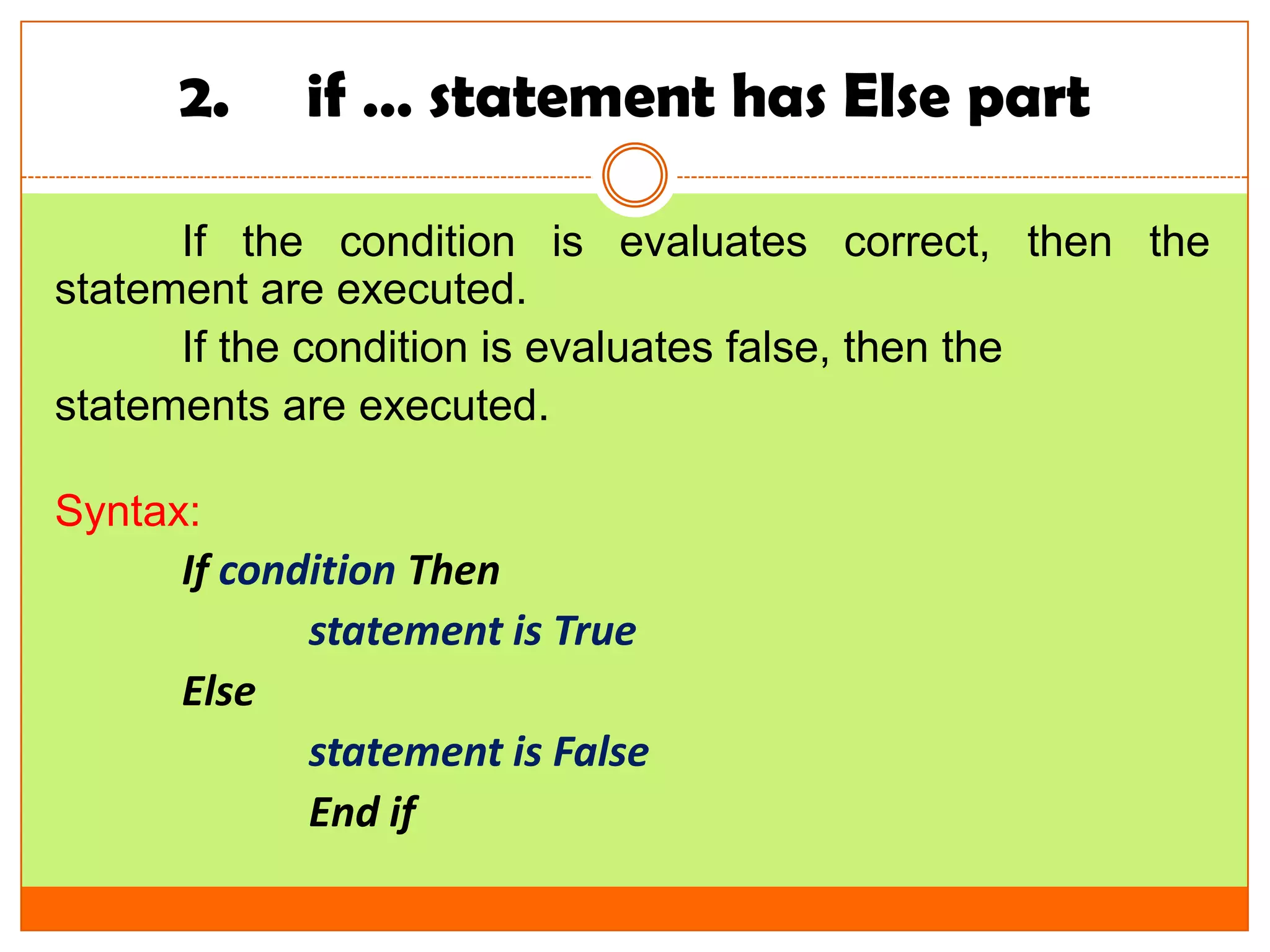 Conditional statements | PPTX