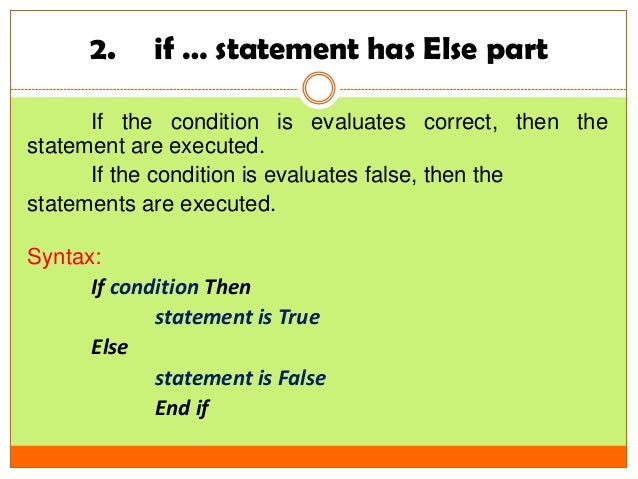 Conditional statements