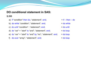 Conditional statements in sas | PPT