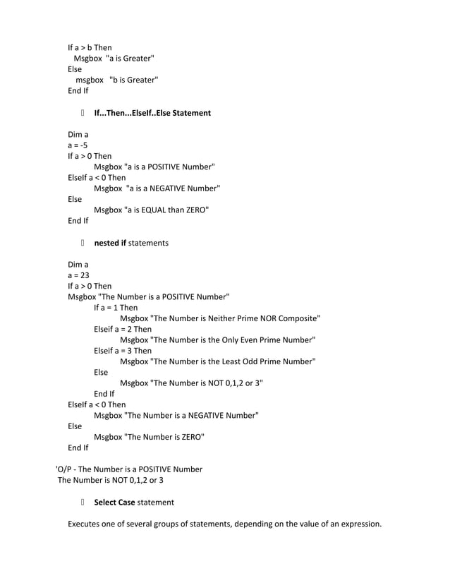 Conditional Statements In Vb Script Pdf